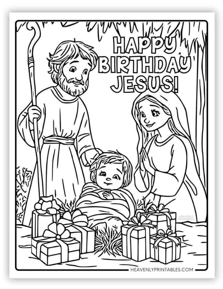 Happy Birthday Jesus Coloring Pages (Free PDF Printables) - Heavenly ...