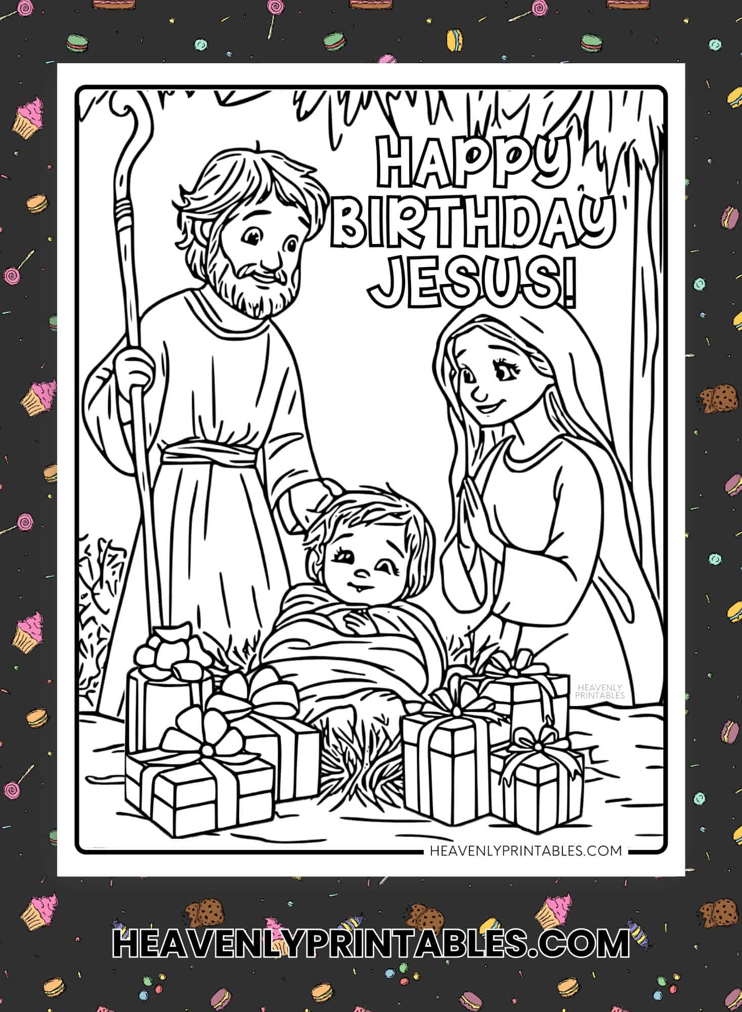 Happy Birthday Jesus Coloring Pages (Free PDF Printables) - Heavenly ...