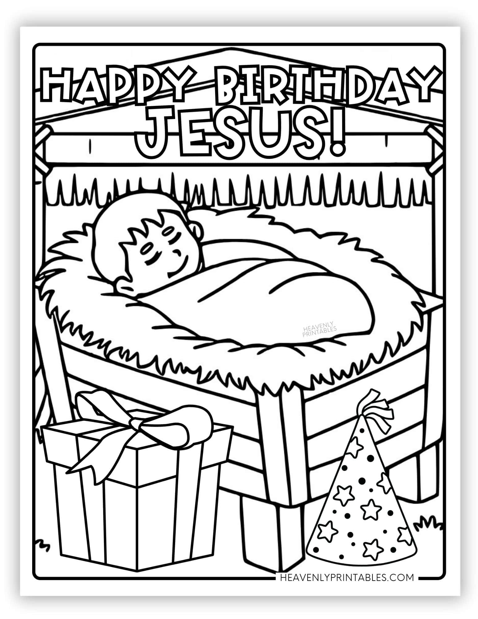Happy Birthday Jesus Coloring Pages (Free PDF Printables) - Heavenly ...