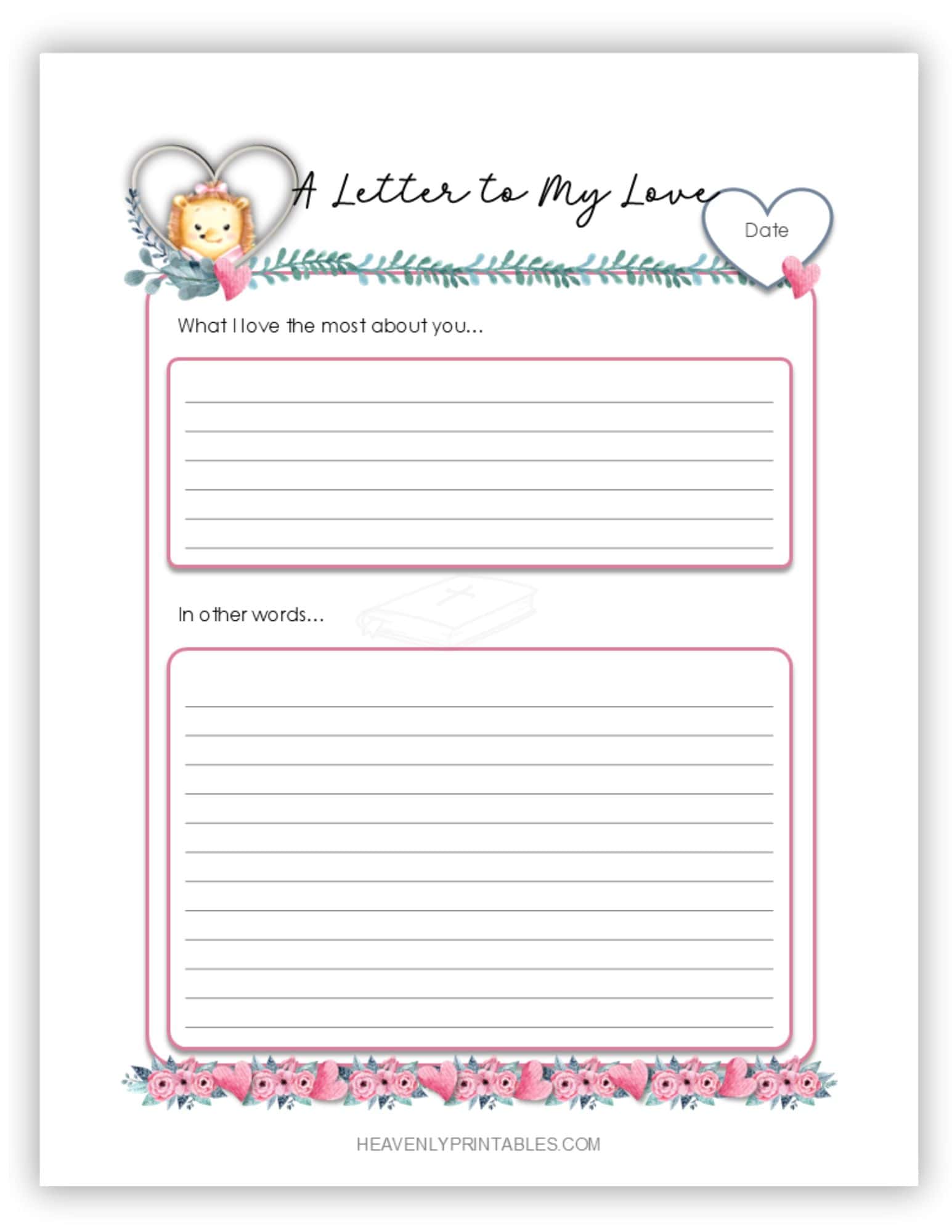 Valentine's Day Journal for Couples (Free PDF Printable) - Heavenly ...