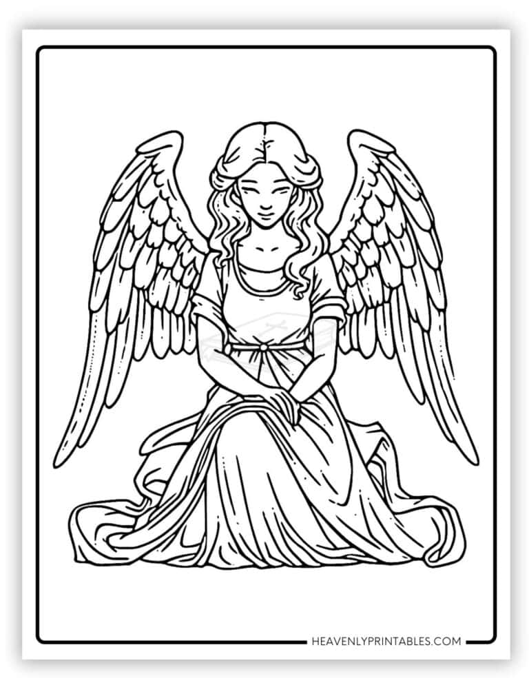 Angel Coloring Pages (Free PDF Printables) - Heavenly Printables