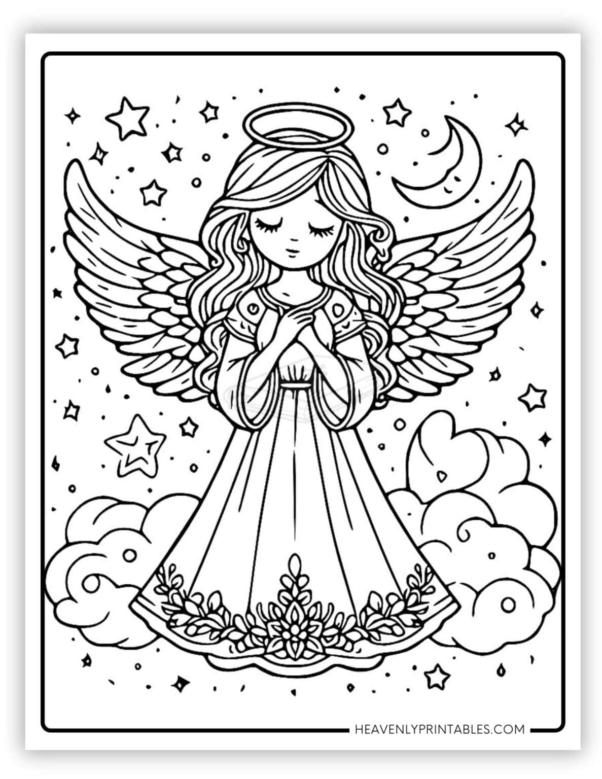 Angel Coloring Pages (Free PDF Printables) - Heavenly Printables