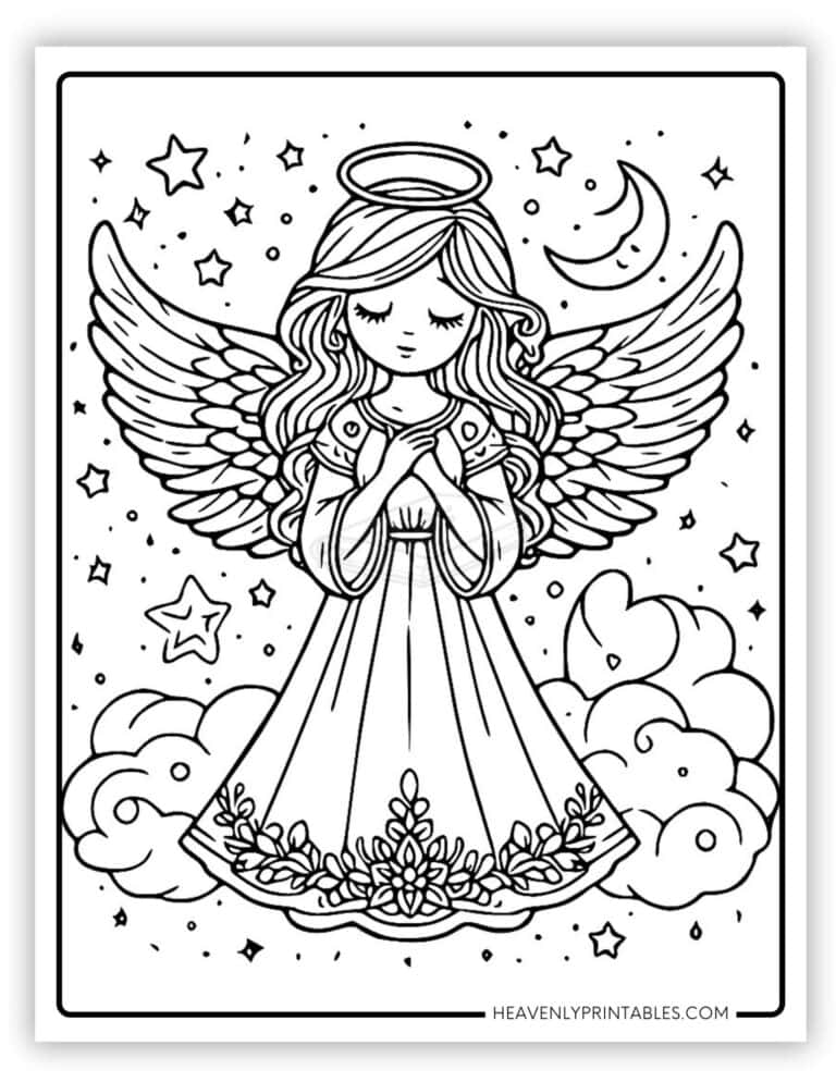 Angel Coloring Pages (Free PDF Printables) - Heavenly Printables