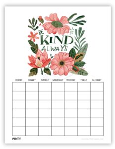Flower-Themed Blank Calendar Printable (Free PDF Downloads) - Heavenly ...