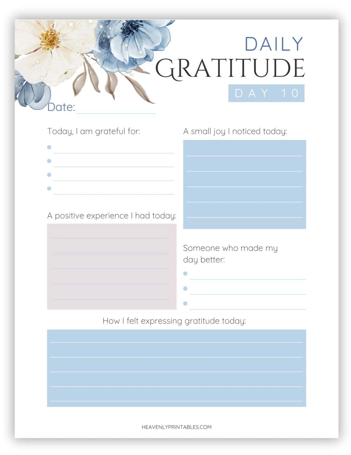 Floral Grateful Hearts Gratitude and Reflection Journal (Free PDF ...