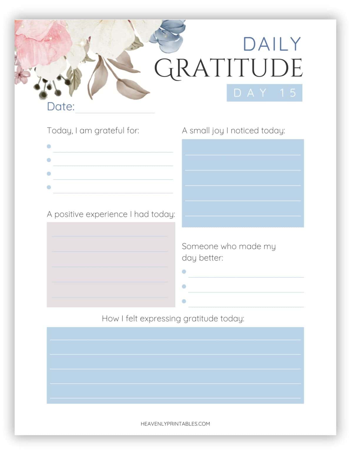Floral Grateful Hearts Gratitude and Reflection Journal (Free PDF ...