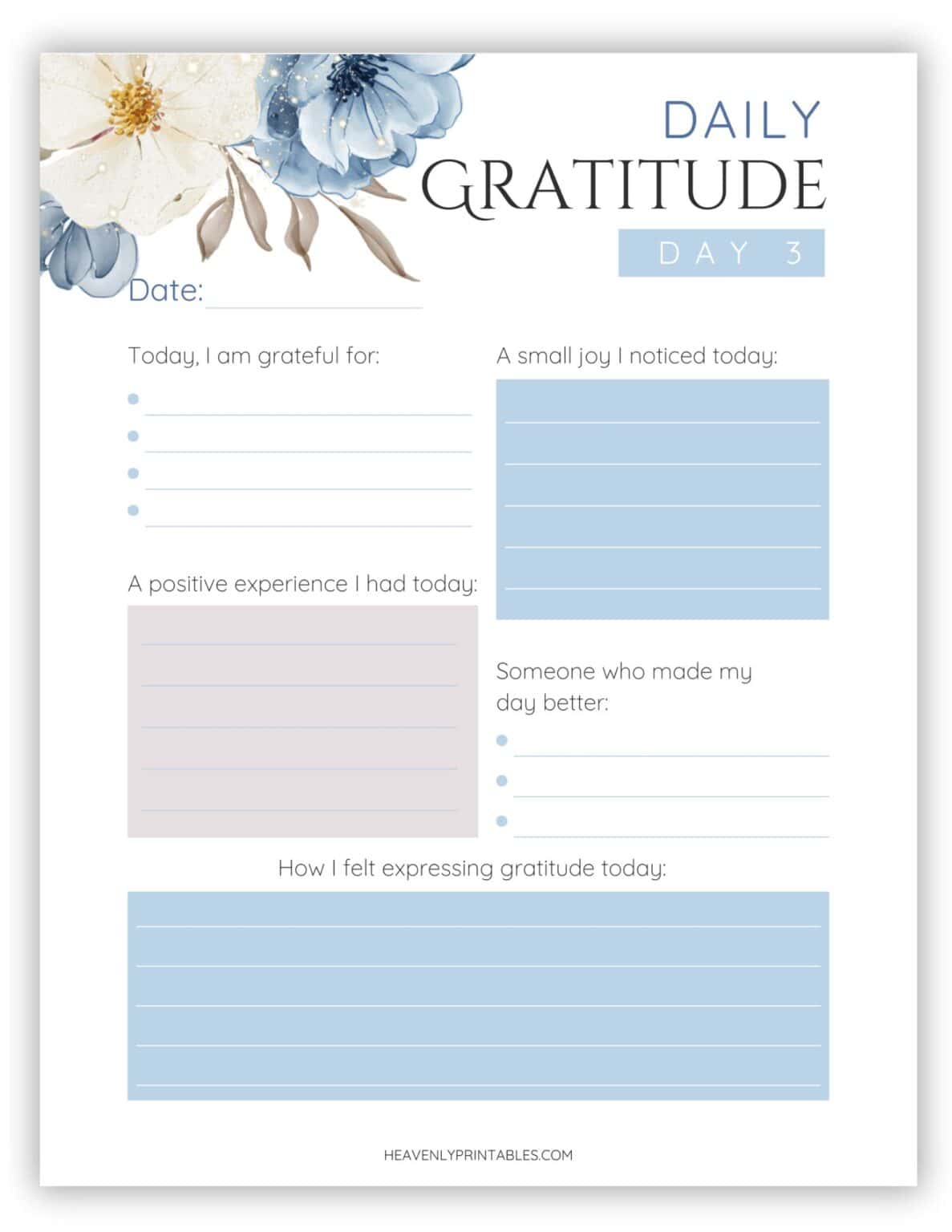 Floral Grateful Hearts Gratitude and Reflection Journal (Free PDF ...