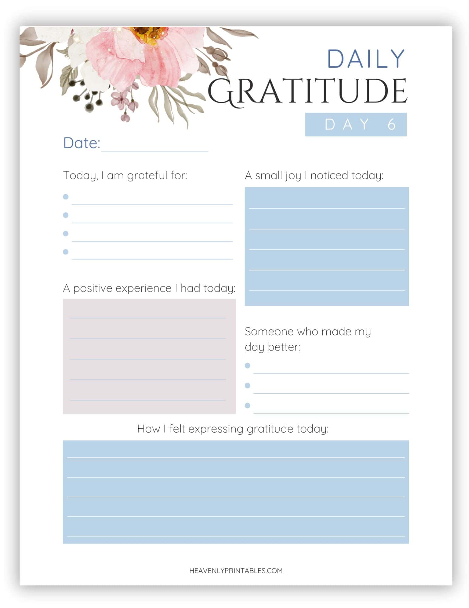 Floral Grateful Hearts Gratitude and Reflection Journal (Free PDF ...