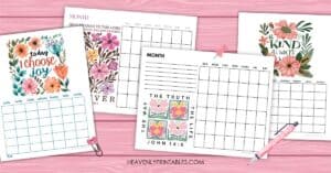 Flower-Themed Blank Calendar Printable (Free PDF Downloads) - Heavenly ...