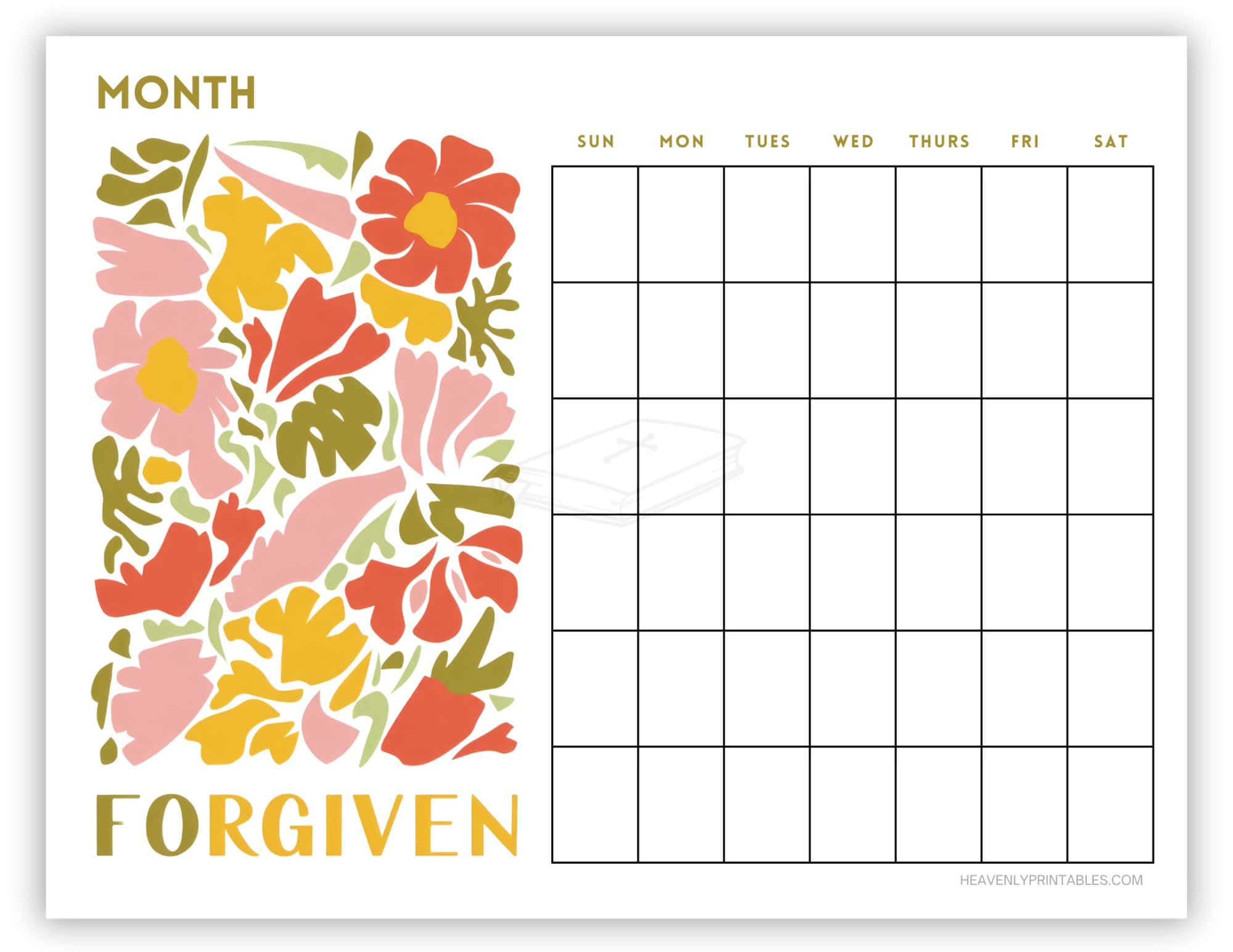 October Calendar Planner (Free PDF Printable) - Heavenly Printables