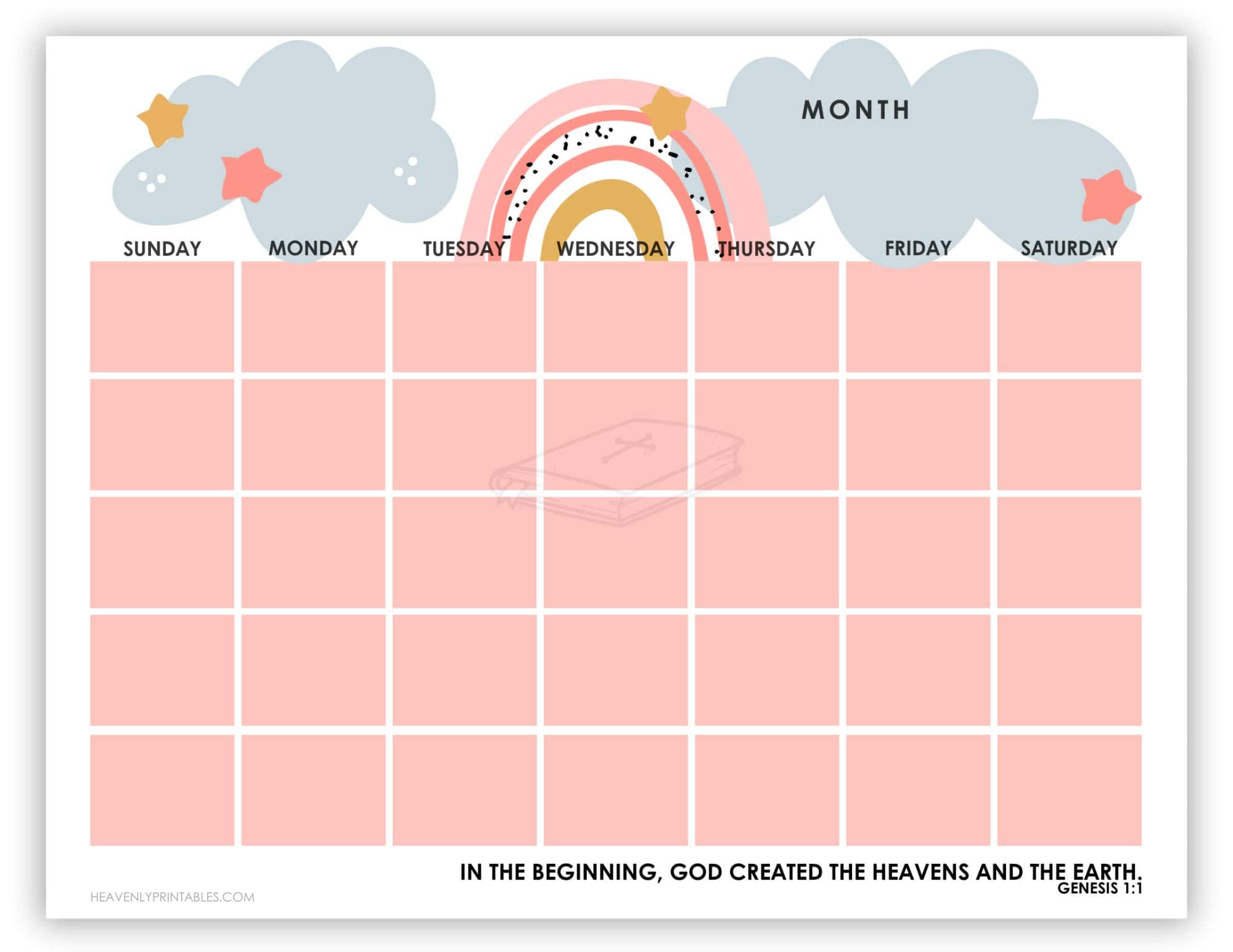 Rainbow Blank Calendar Printables (Free PDF Downloads) - Heavenly ...