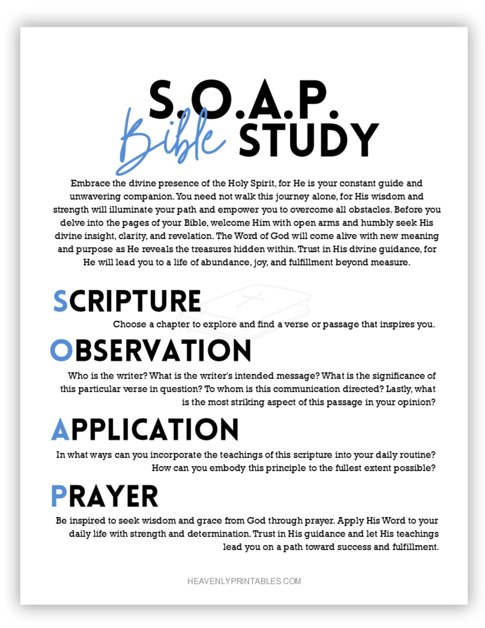 SOAP Bible Study Journal (Free PDF Printable) - Heavenly Printables