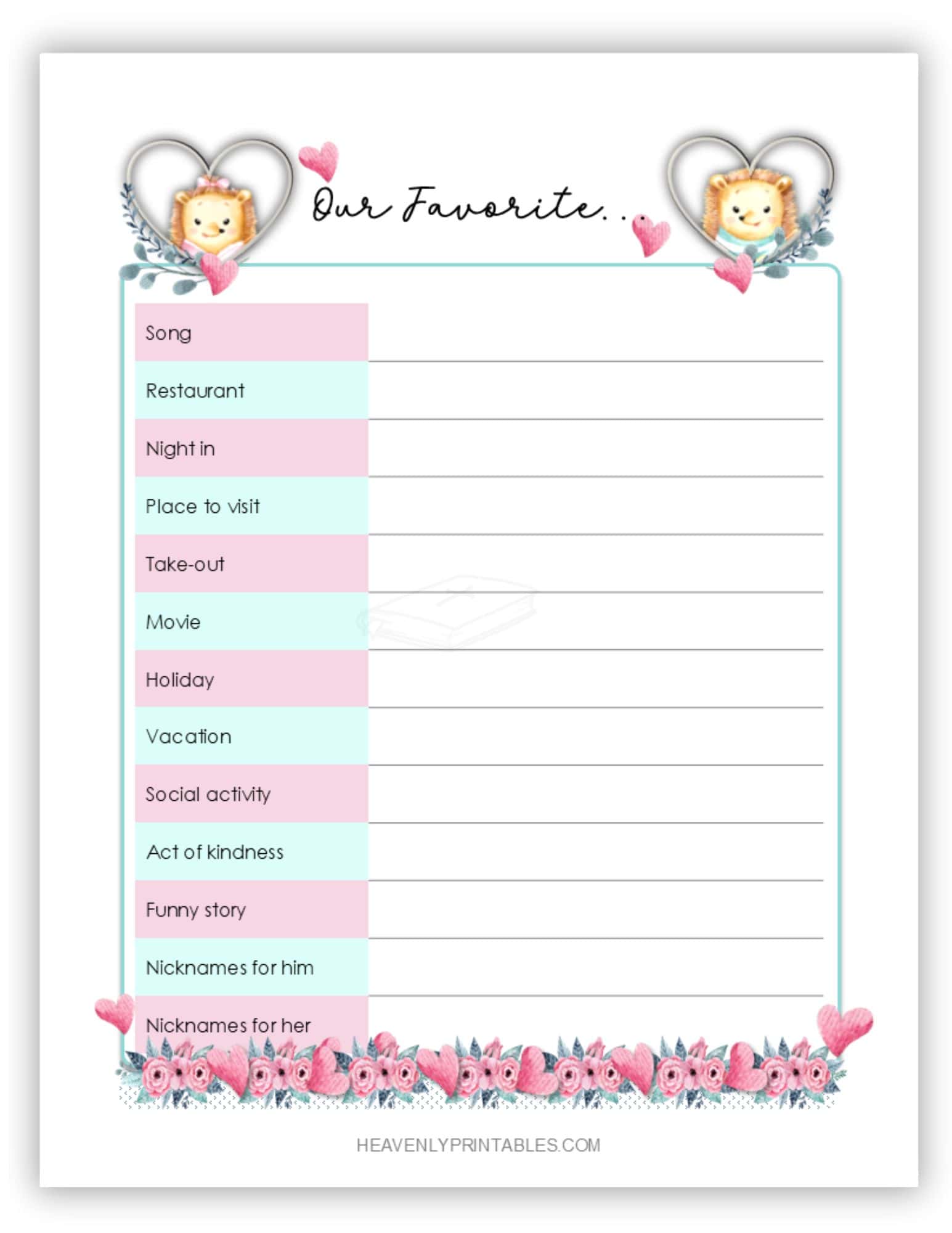 Valentine's Day Journal for Couples (Free PDF Printable) - Heavenly ...