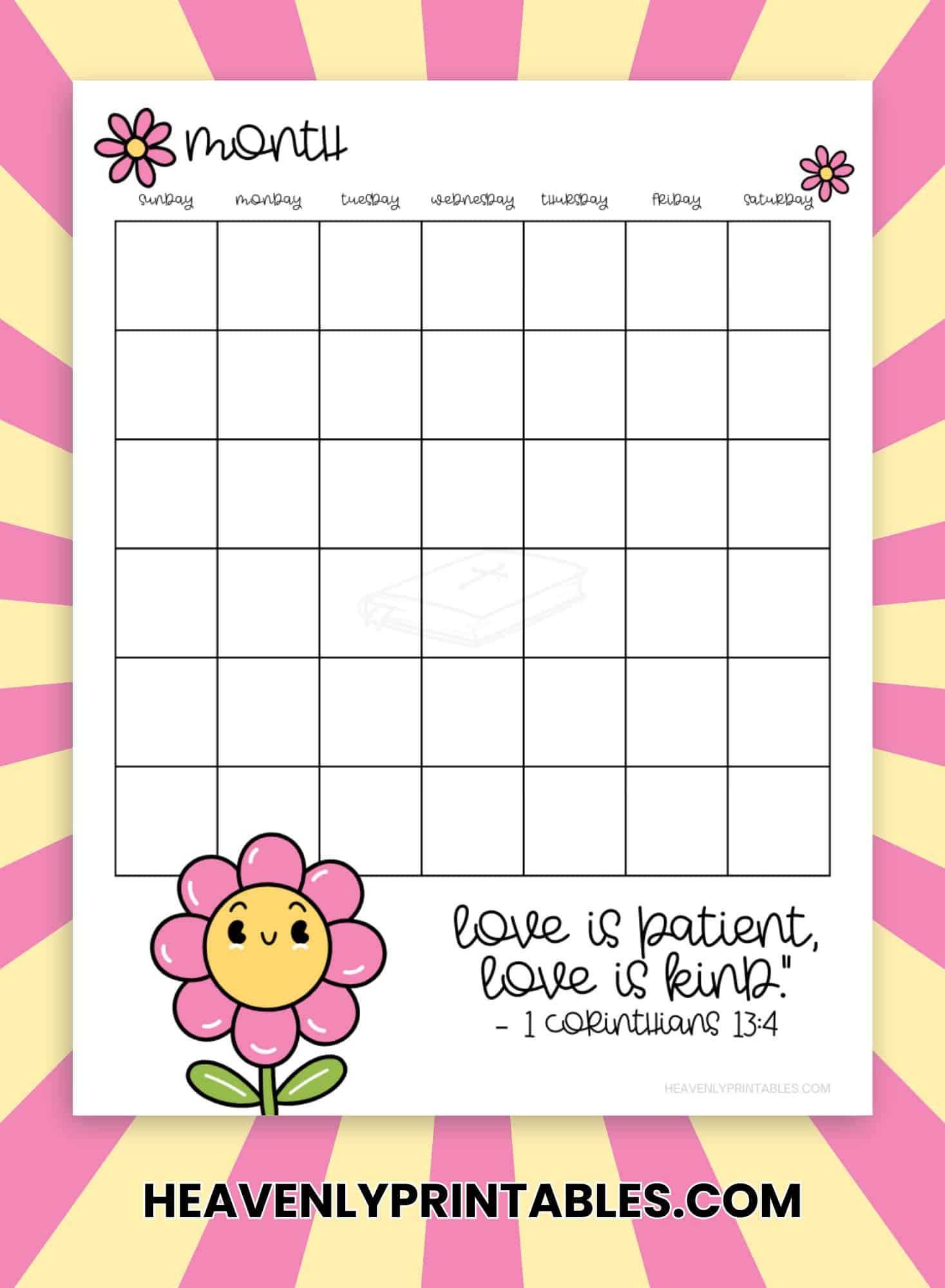 Pretty Floral Blank Calendars (Free PDF Printables) - Heavenly Printables