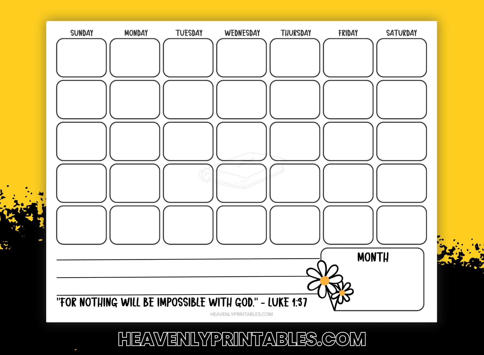 Pretty Floral Blank Calendars (Free PDF Printables) - Heavenly Printables