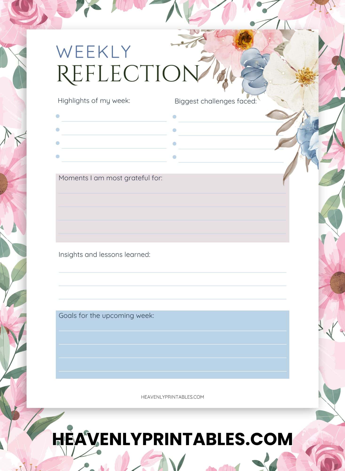 Floral Grateful Hearts Gratitude and Reflection Journal (Free PDF ...
