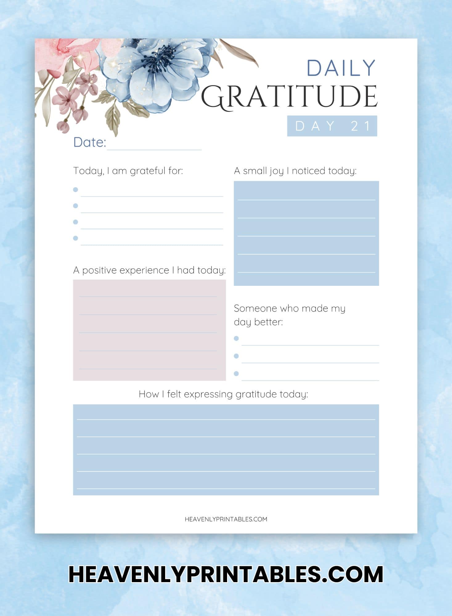 Floral Grateful Hearts Gratitude and Reflection Journal (Free PDF ...