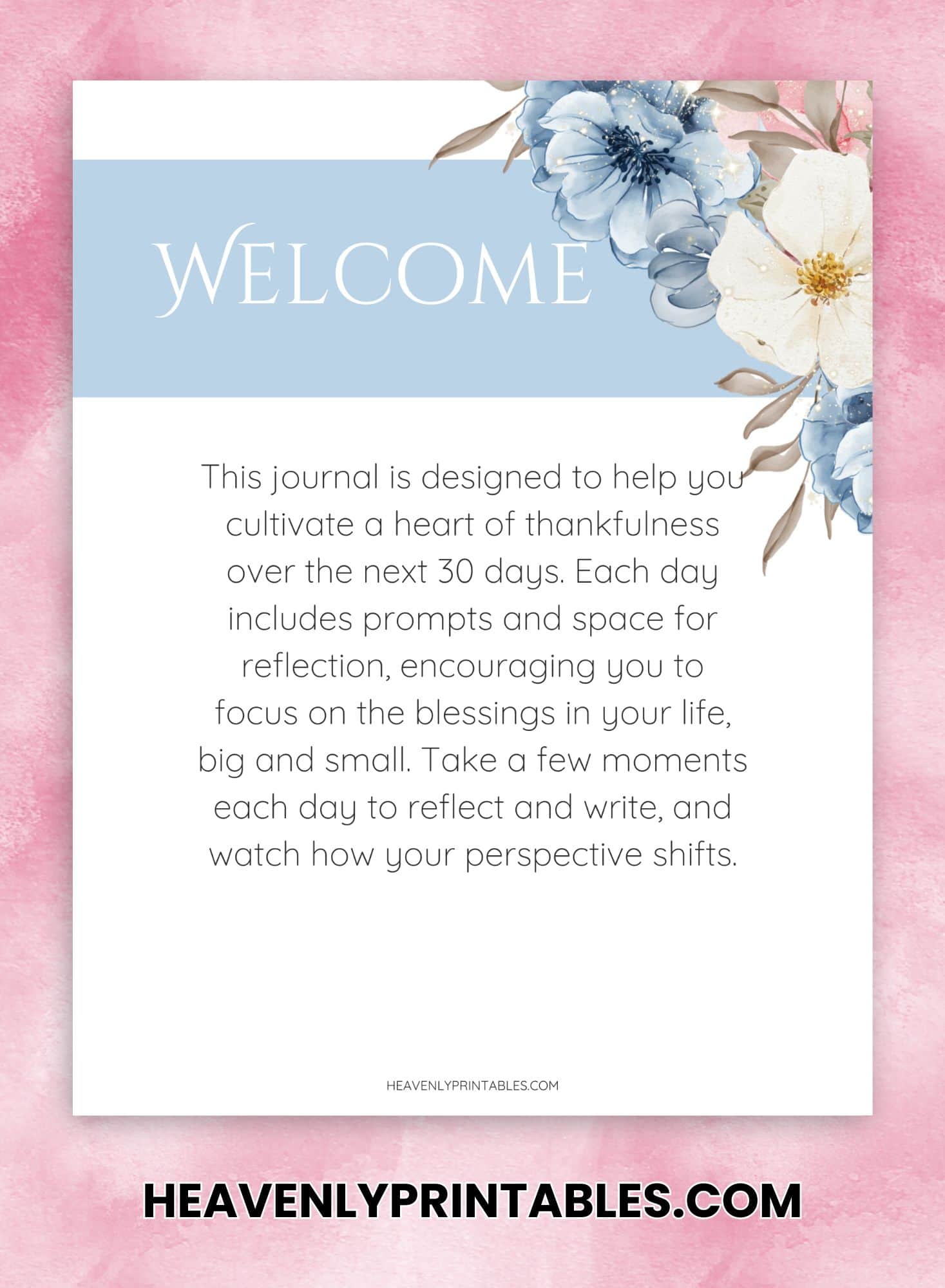 Floral Grateful Hearts Gratitude and Reflection Journal (Free PDF ...