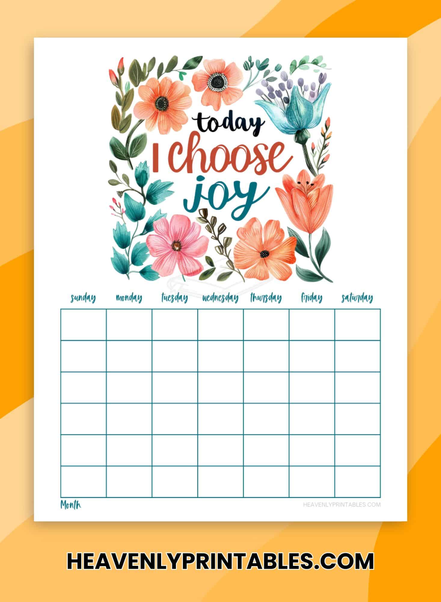 Flower-Themed Blank Calendar Printable (Free PDF Downloads) - Heavenly ...