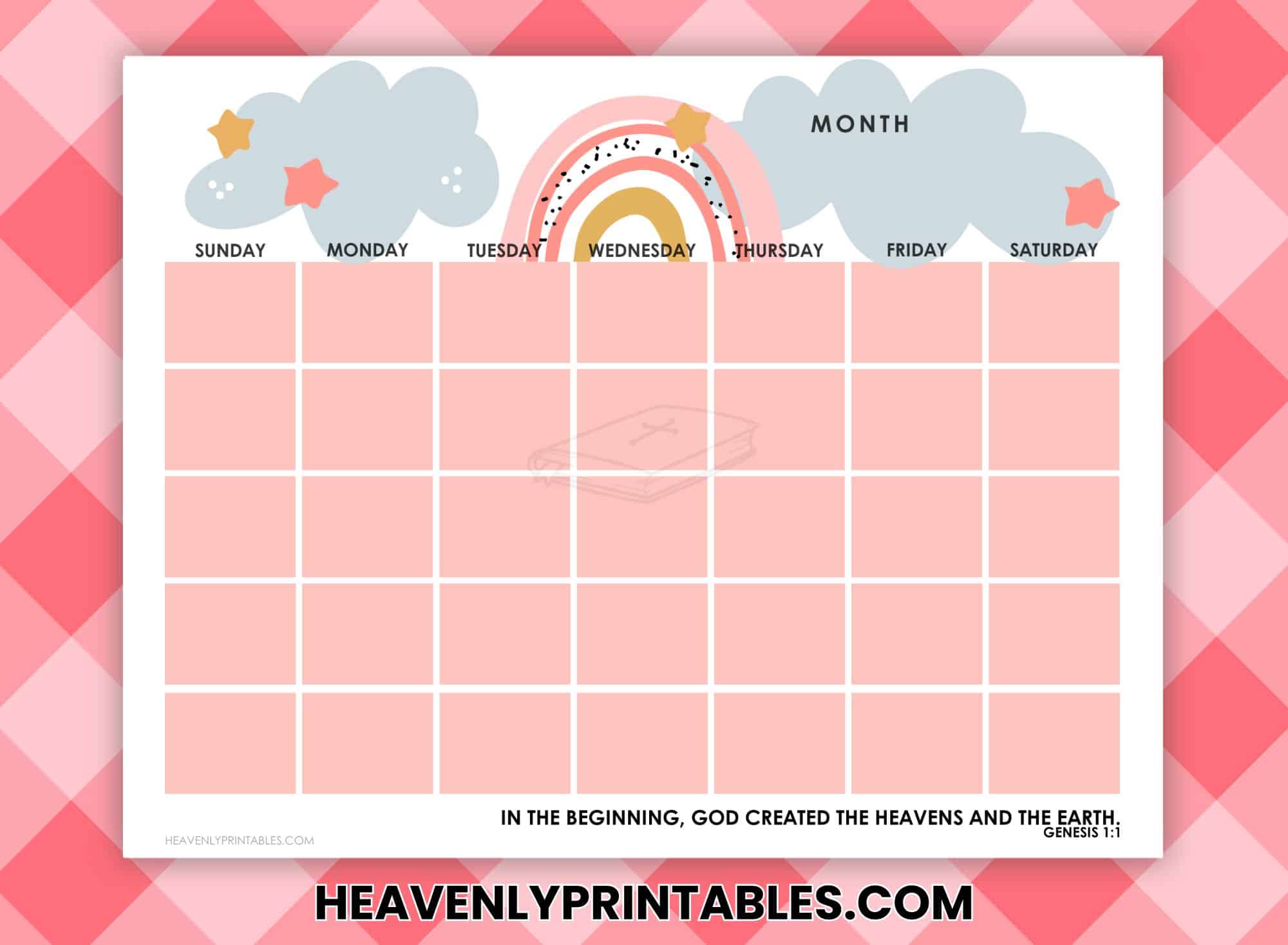 Rainbow Blank Calendar Printables (Free PDF Downloads) - Heavenly ...