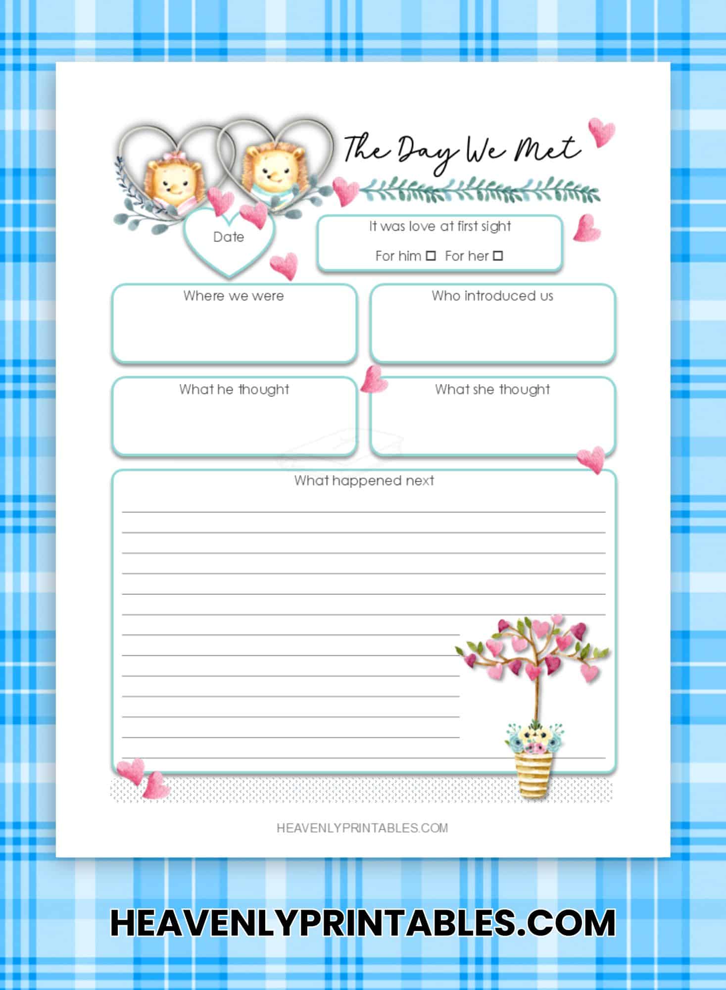 Valentine's Day Journal for Couples (Free PDF Printable) - Heavenly ...