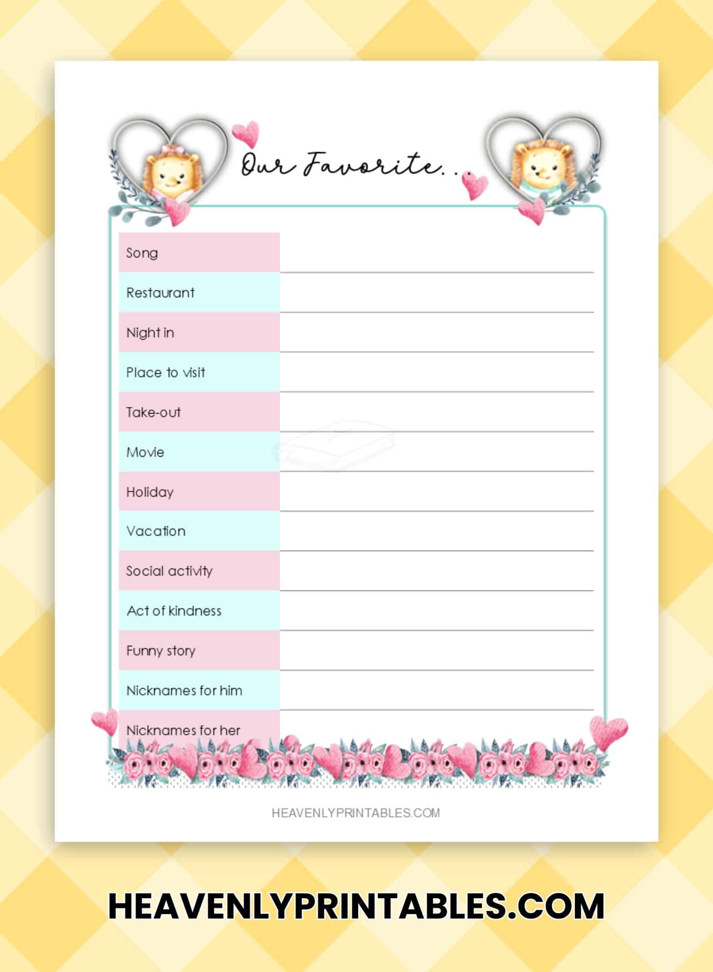 Valentine's Day Journal for Couples (Free PDF Printable) - Heavenly ...