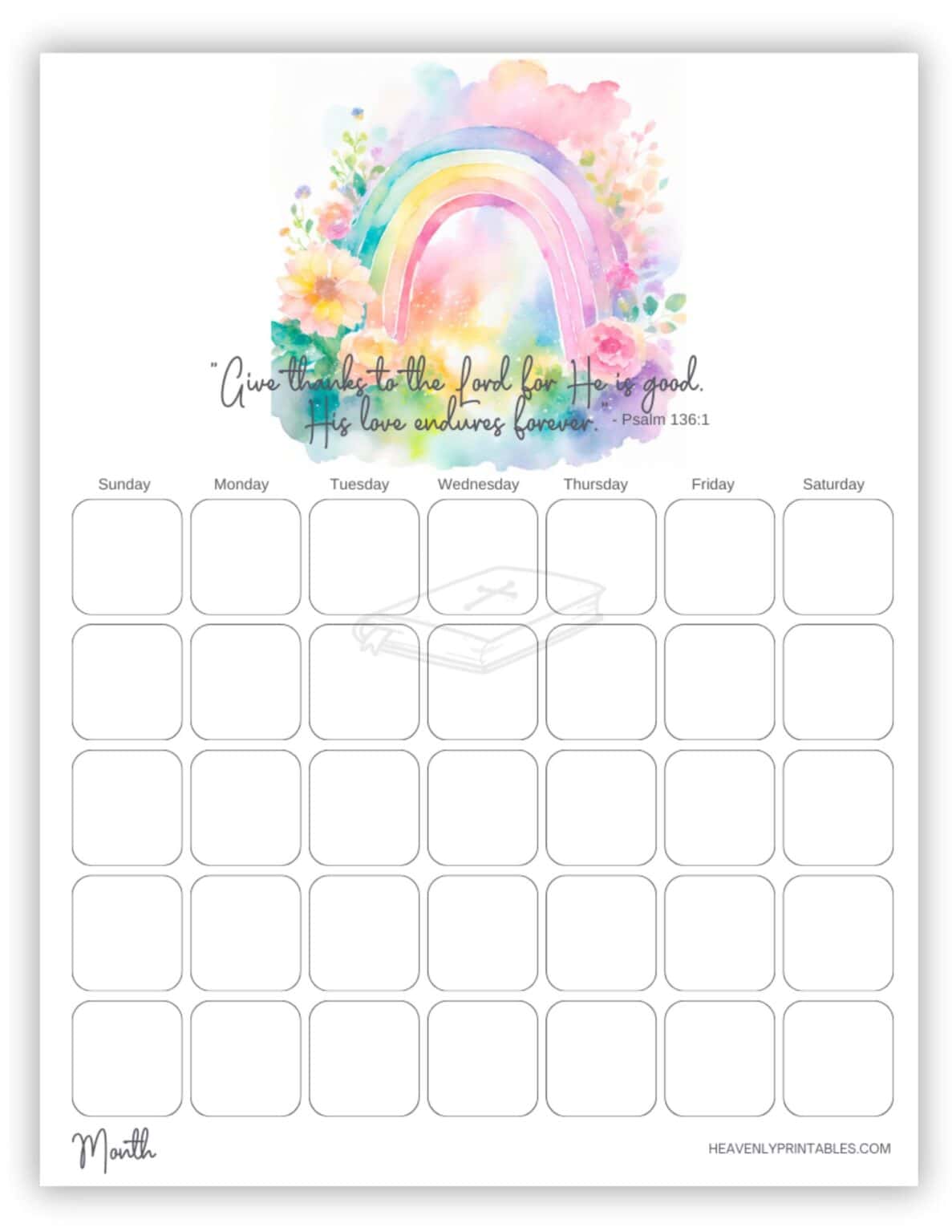 Rainbow Blank Calendar Printables (Free PDF Downloads) - Heavenly ...