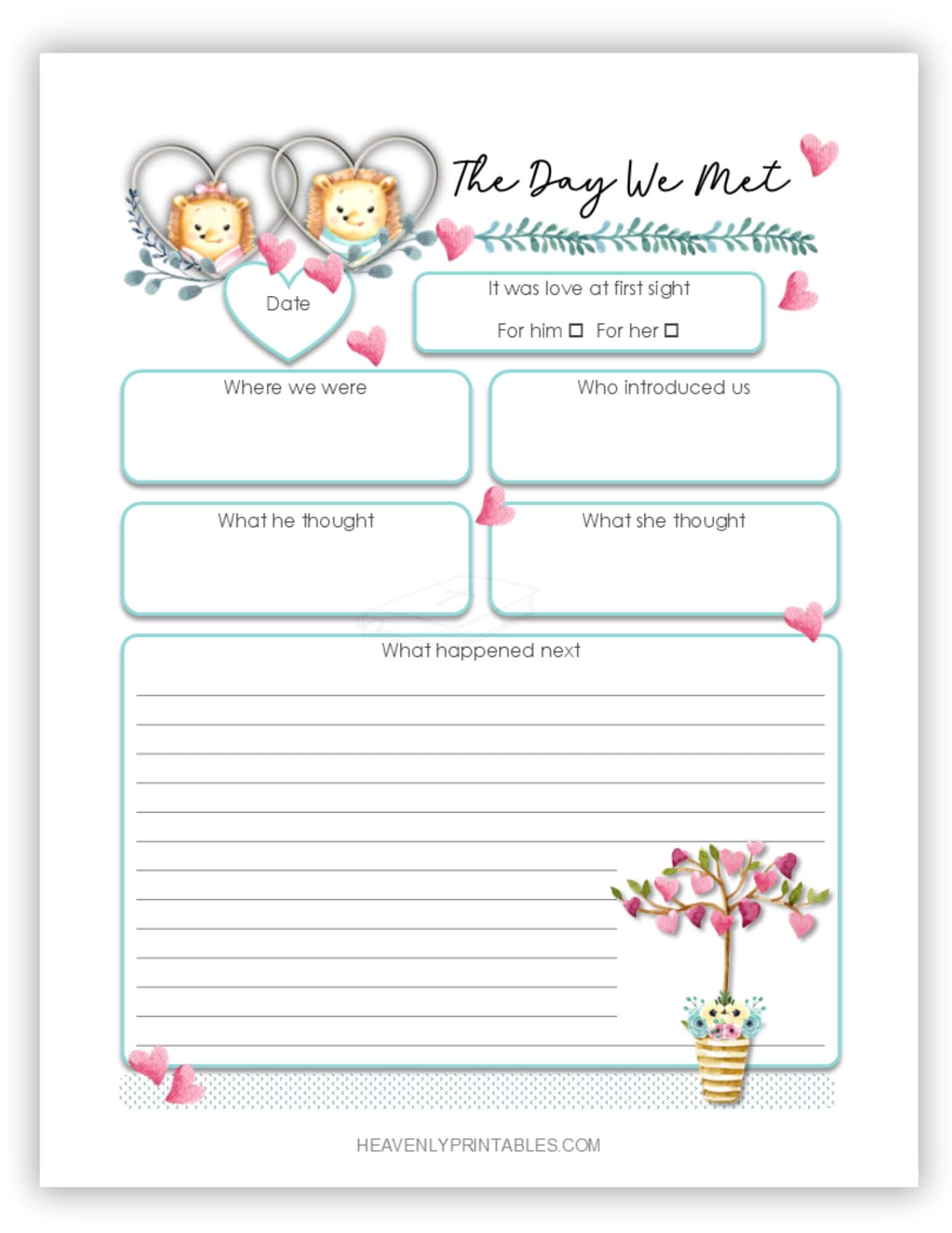 Valentine's Day Journal for Couples (Free PDF Printable) - Heavenly ...