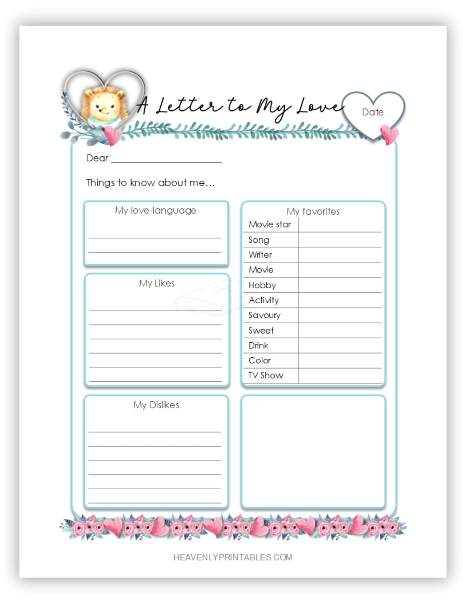 Valentine's Day Journal for Couples (Free PDF Printable) - Heavenly ...