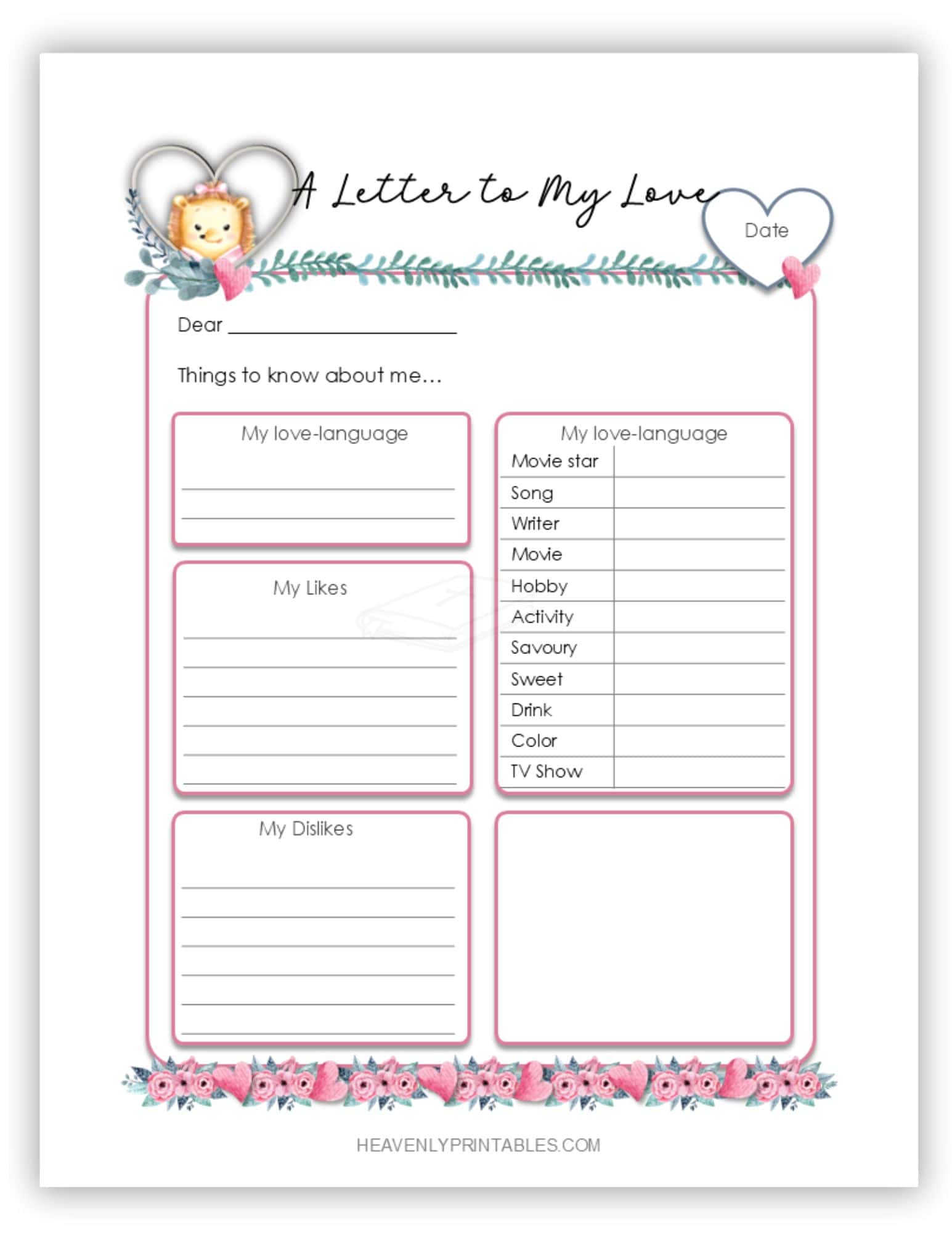 Valentine's Day Journal for Couples (Free PDF Printable) - Heavenly ...