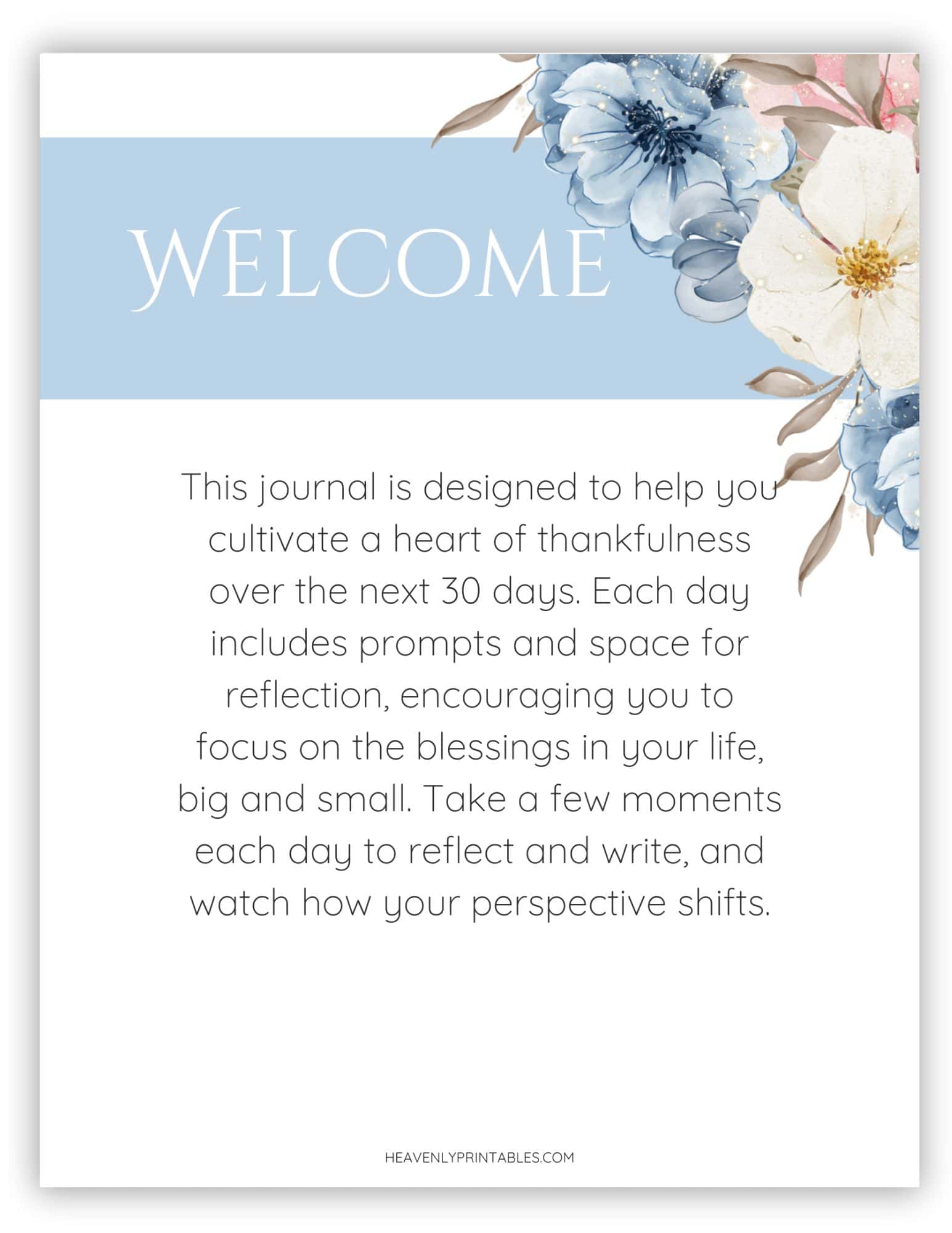 Floral Grateful Hearts Gratitude and Reflection Journal (Free PDF ...