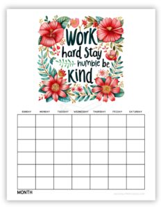 Flower-Themed Blank Calendar Printable (Free PDF Downloads) - Heavenly ...