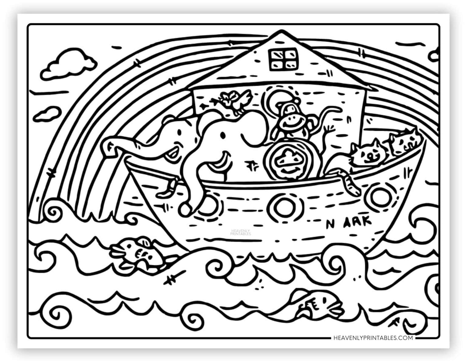 Noahs Ark Coloring Pages (Free PDF Printables) - Heavenly Printables