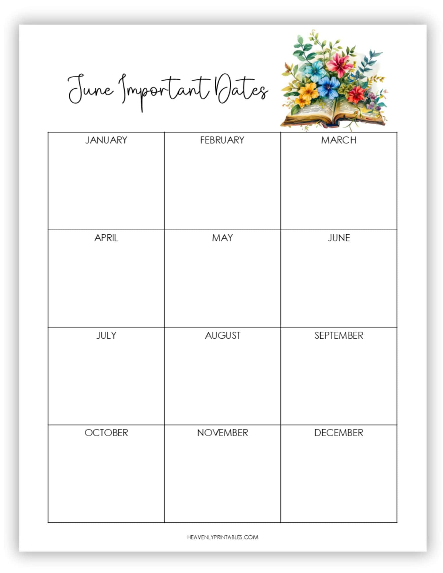 June Calendar Planner (Free PDF Printable) - Heavenly Printables