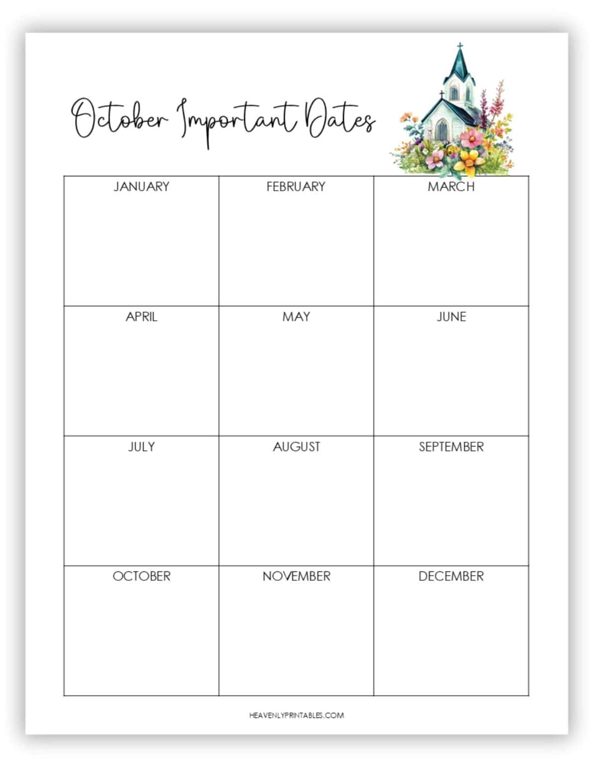 October Calendar Planner (Free PDF Printable) - Heavenly Printables