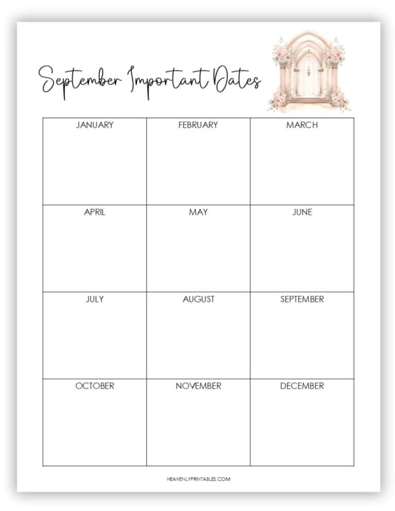 September Calendar Planner (Free PDF Printable) - Heavenly Printables
