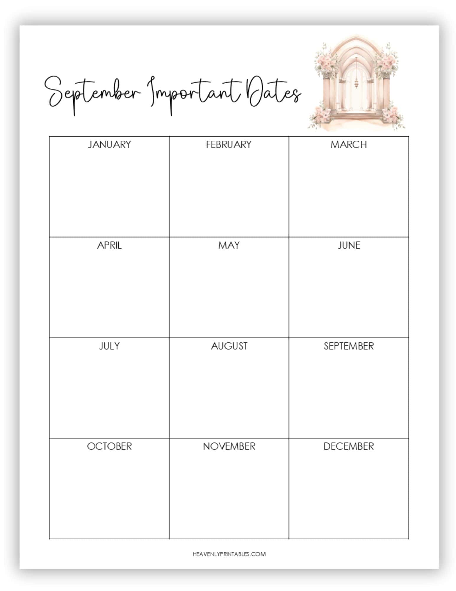 September Calendar Planner (Free PDF Printable) - Heavenly Printables