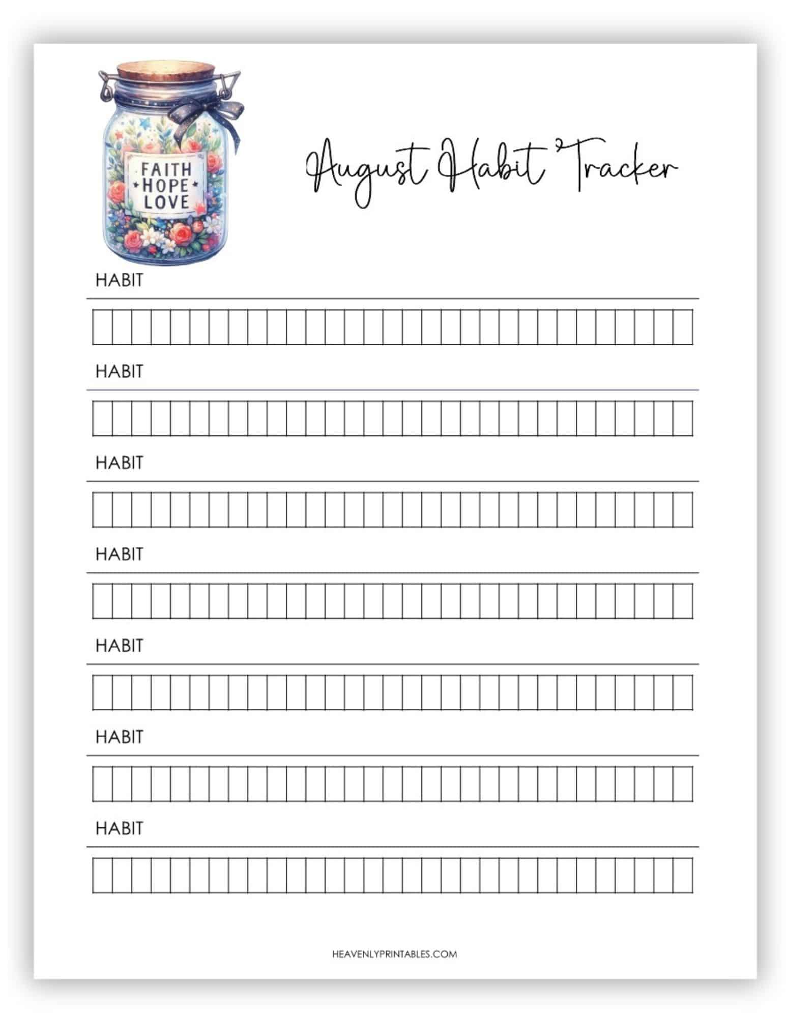 August Calendar Planner (Free PDF Printable) - Heavenly Printables