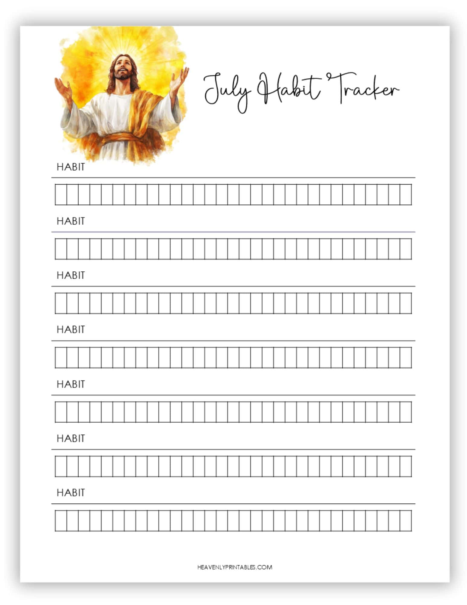 July Calendar Planner (Free PDF Printable) - Heavenly Printables