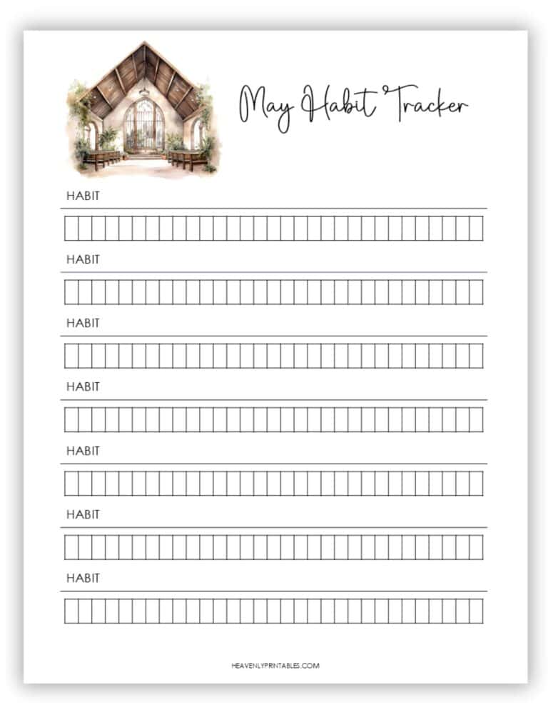 May Calender Planner (Free PDF Printable) - Heavenly Printables