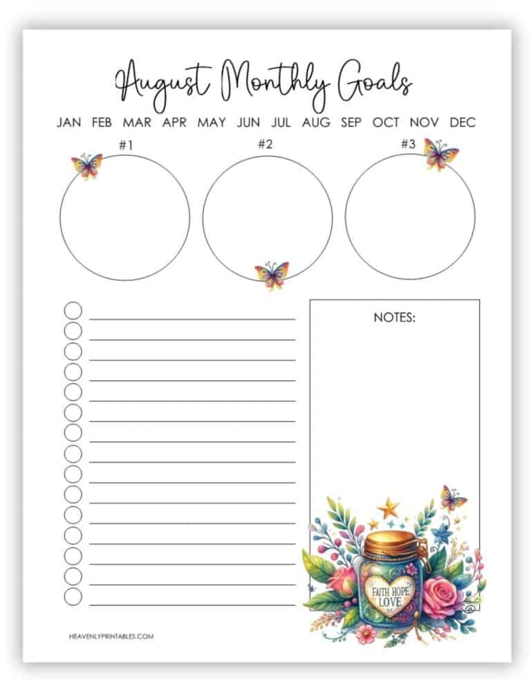 August Calendar Planner (Free PDF Printable) - Heavenly Printables