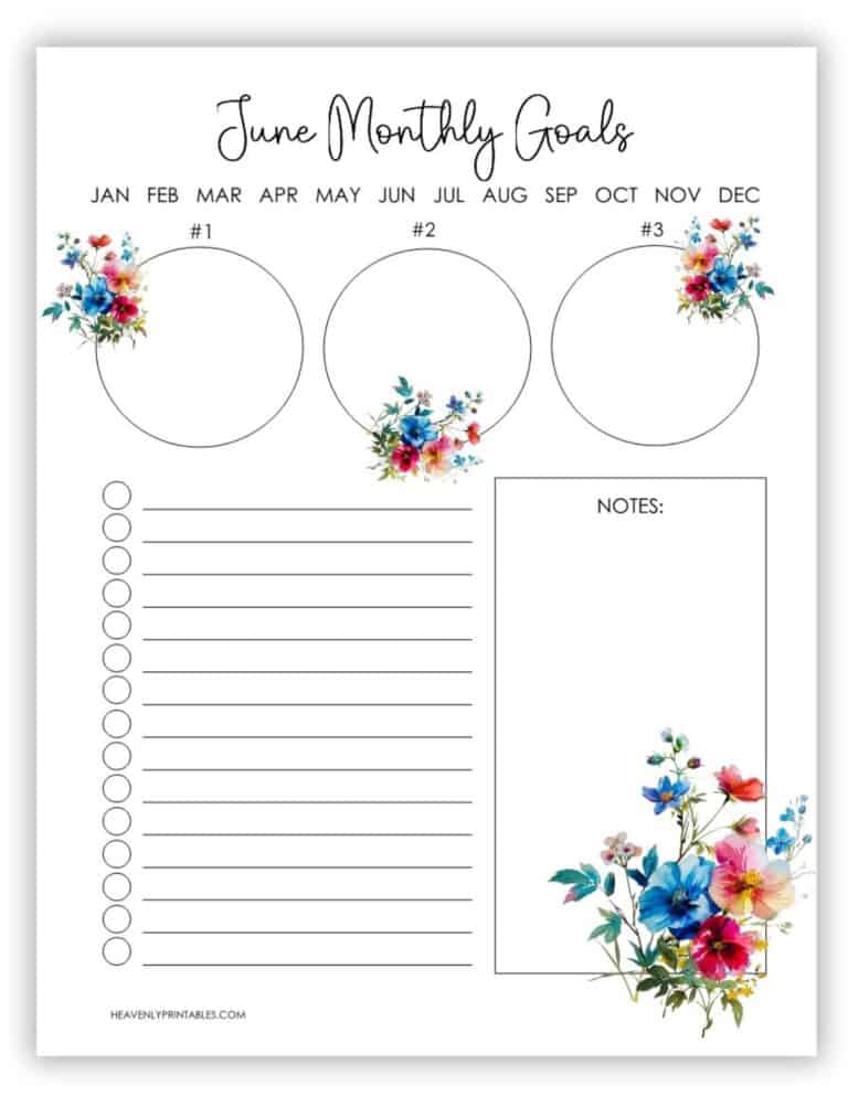 June Calendar Planner (Free PDF Printable) - Heavenly Printables