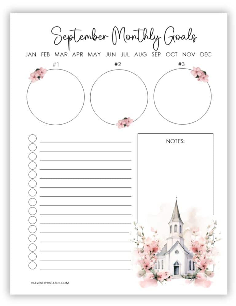 September Calendar Planner (Free PDF Printable) - Heavenly Printables