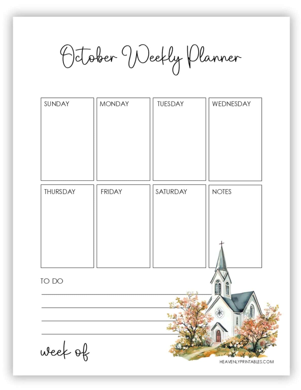 October Calendar Planner (Free PDF Printable) - Heavenly Printables