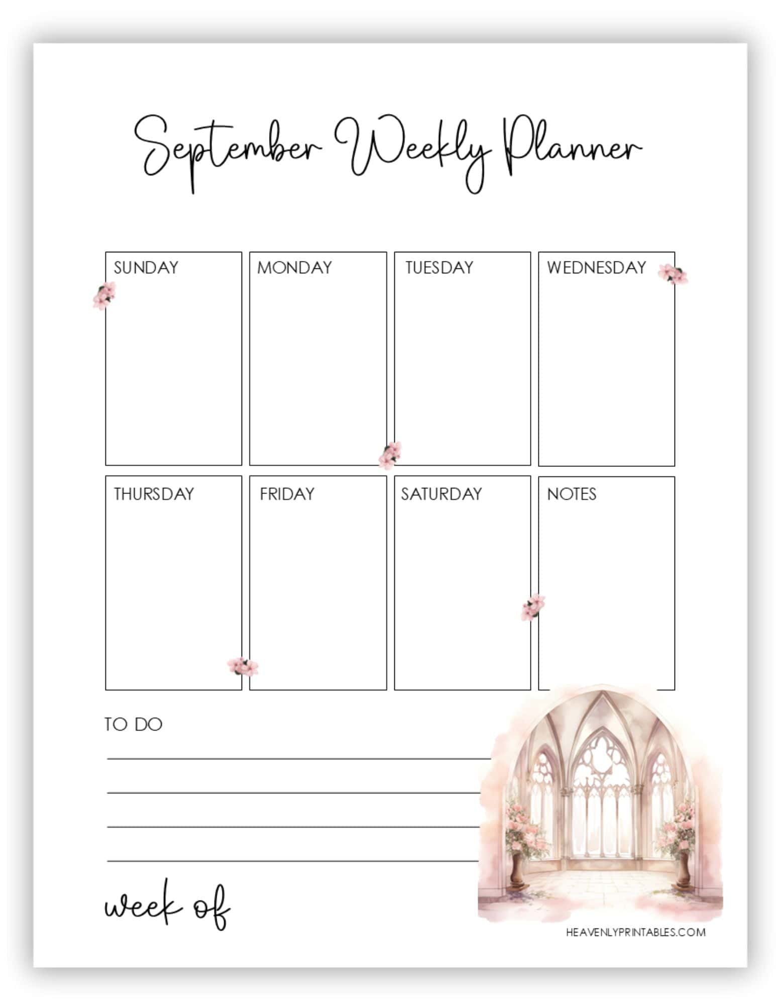 September Calendar Planner (Free PDF Printable) - Heavenly Printables