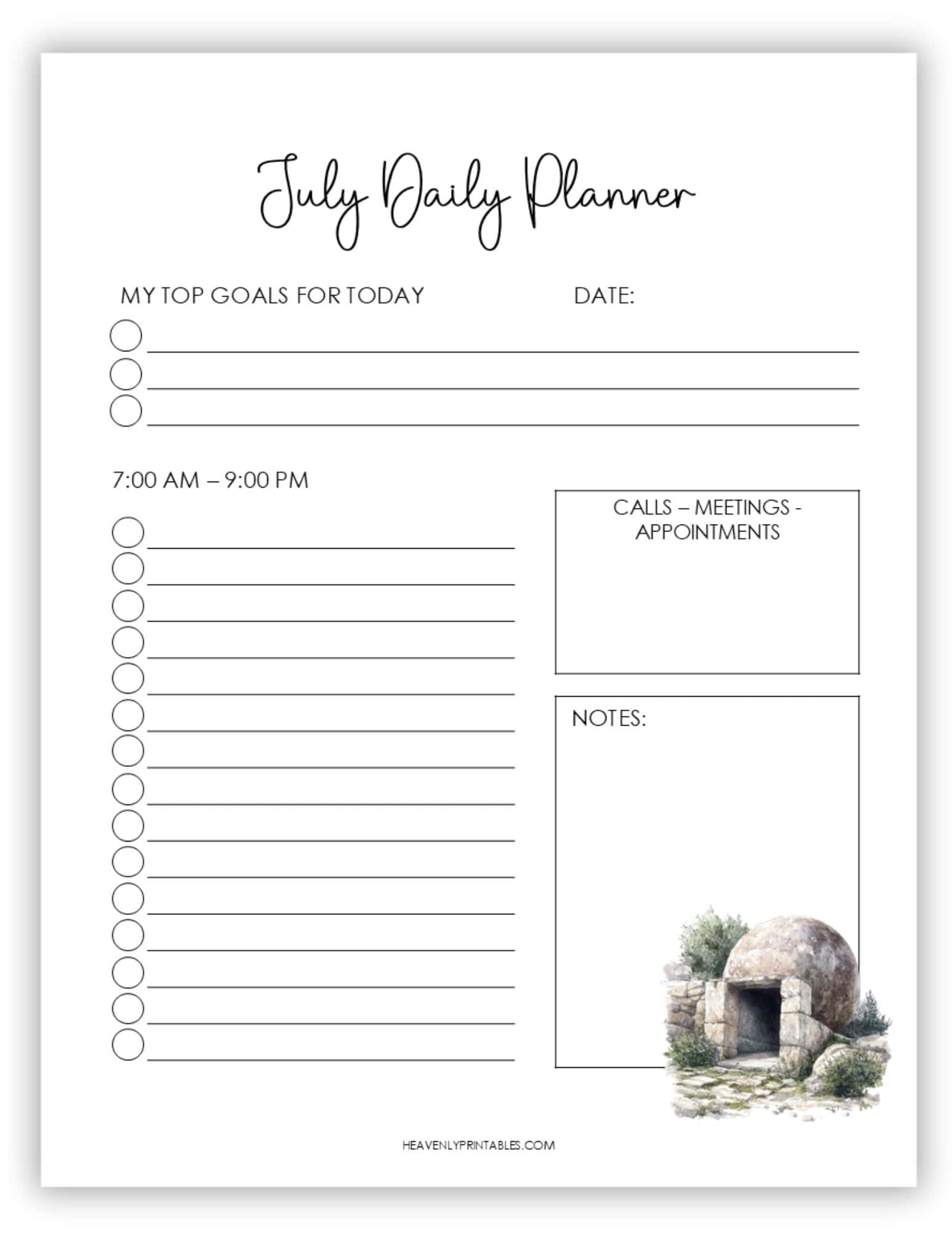 July Calendar Planner (Free PDF Printable) - Heavenly Printables