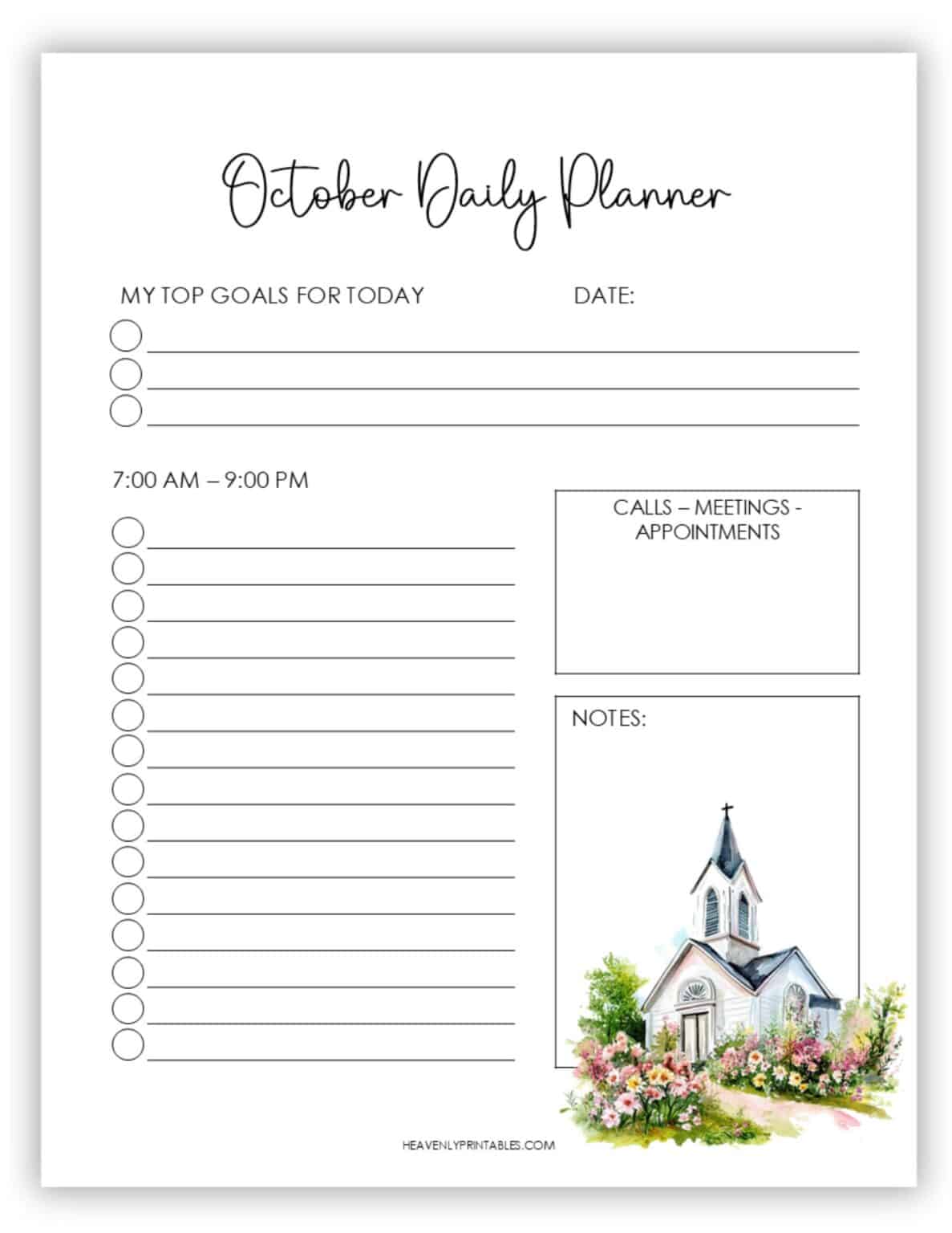 October Calendar Planner (Free PDF Printable) - Heavenly Printables