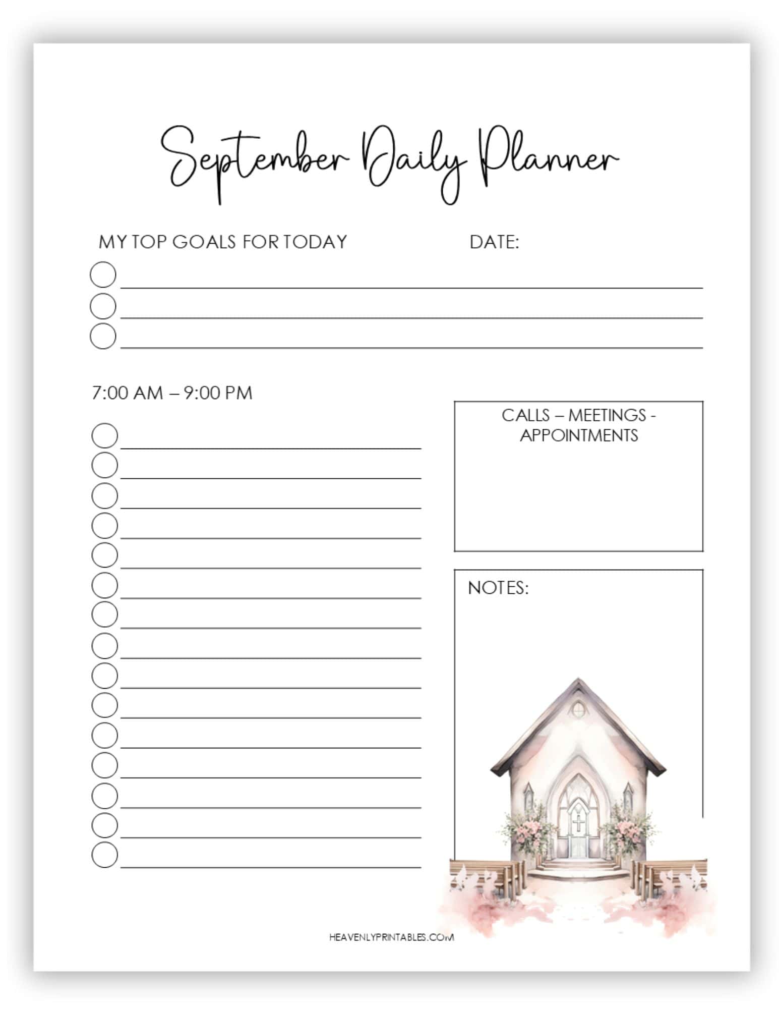 September Calendar Planner (Free PDF Printable) - Heavenly Printables