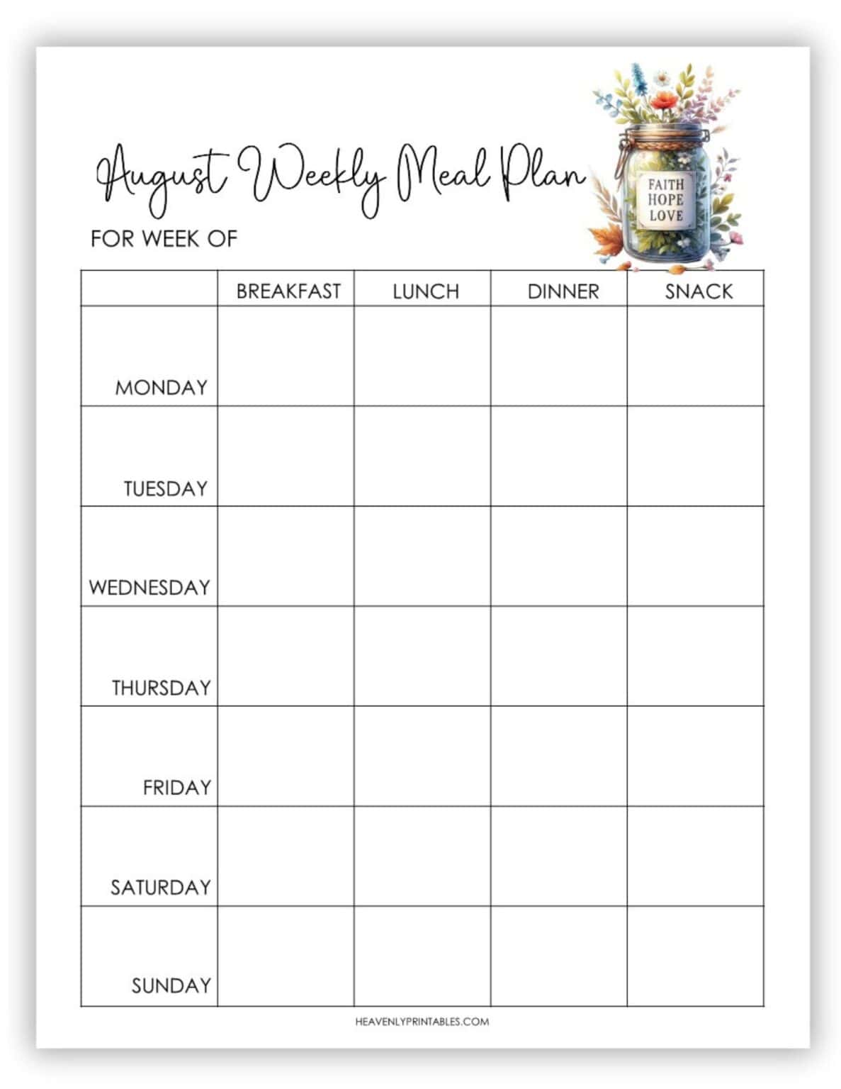 August Calendar Planner (Free PDF Printable) - Heavenly Printables
