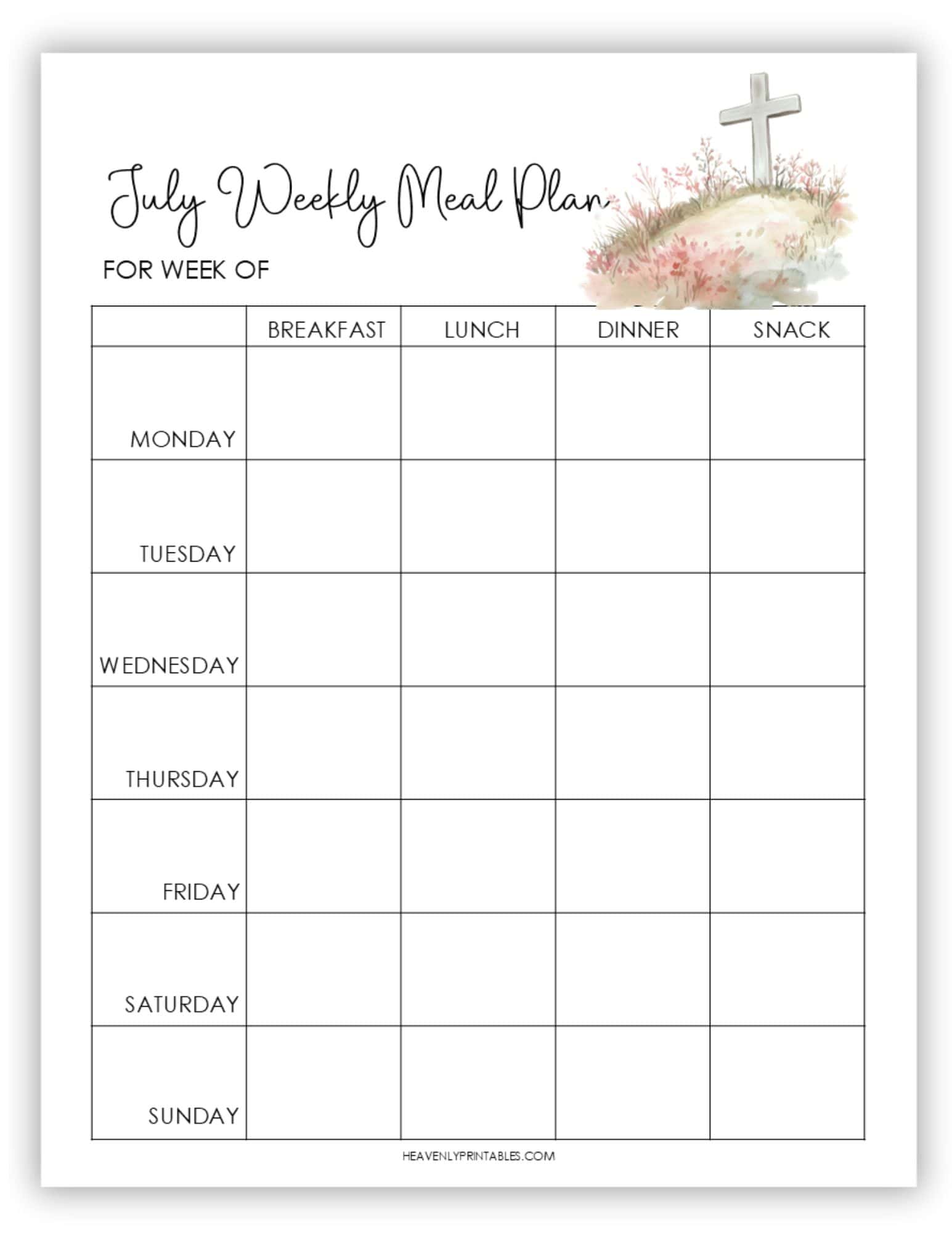 July Calendar Planner (Free PDF Printable) - Heavenly Printables